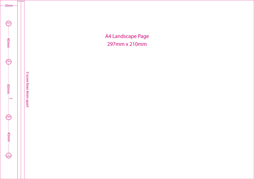 A4 Landscape 175gsm Paper pre Punched and Scored - Hartnack & Co